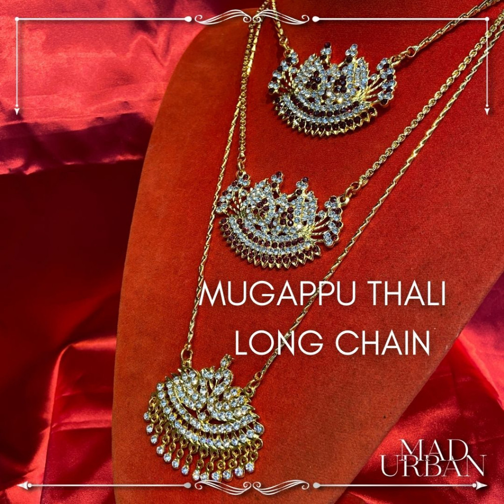 [Readystock] Gold Covering Thali Mugappu Long Chain with Tamarai ...