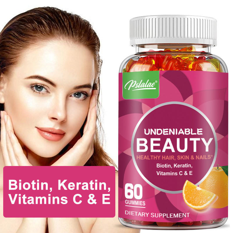 Skin Beauty Gummies - Contains Biotin, Vitamin C, Keratin - Hair and ...