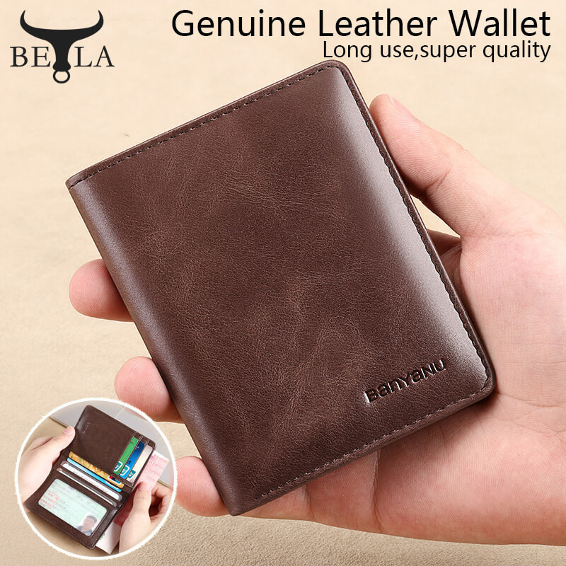 BANYANU Genuine Leather Wallet for Men with Short Driver's License Card ...