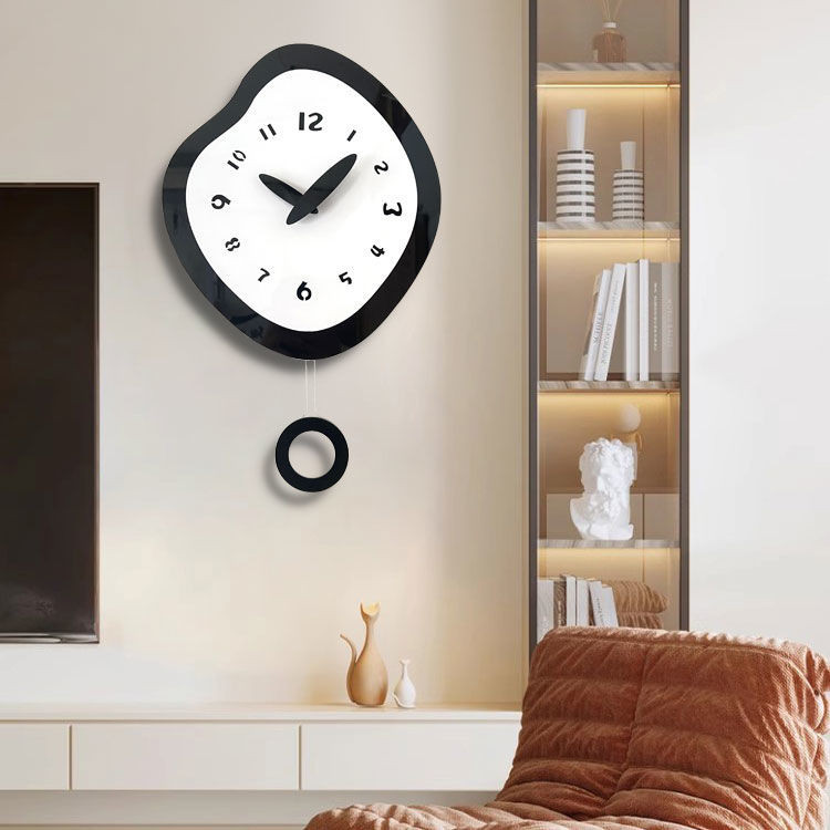 Perforation-free Clock Modern Minimalist Swing Wall Clock French Art ...