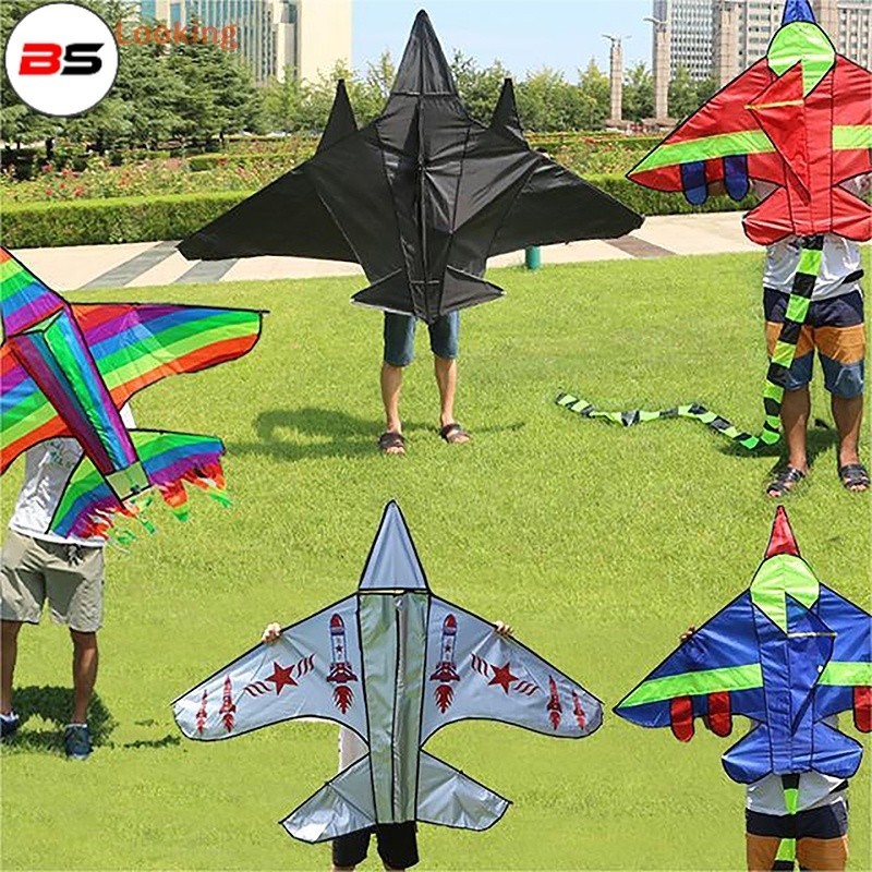 BS Cartoon Children Kite Blue Red Fighter Rain Plane Kite For Kids ...