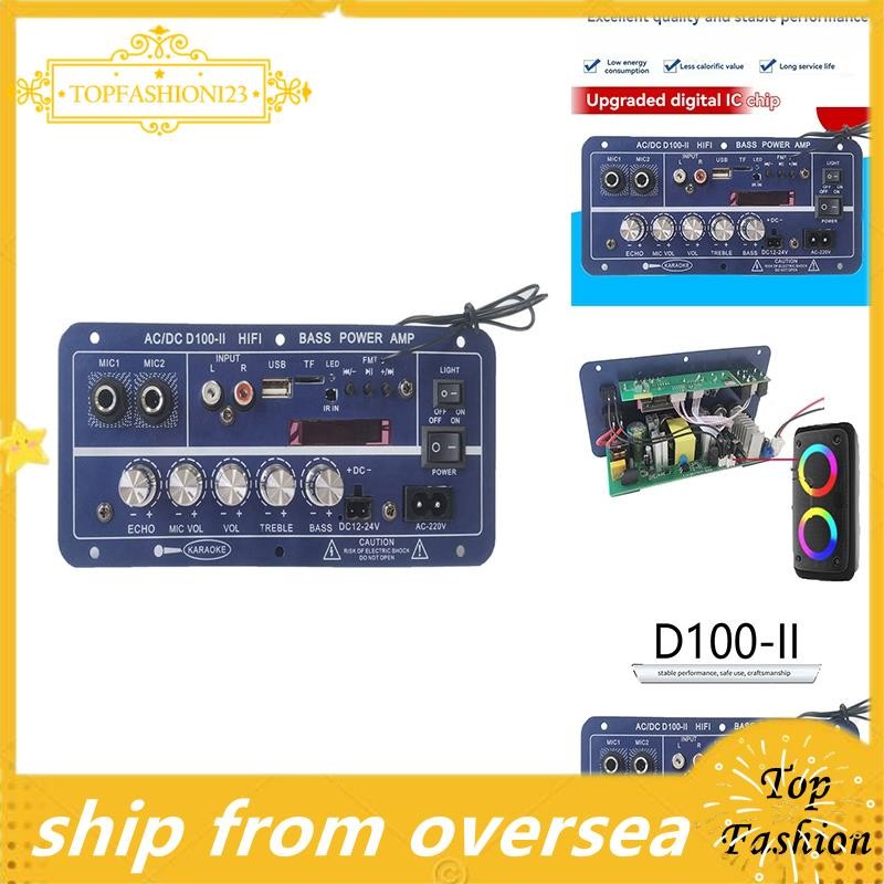 [TopFashion] 220V 12V Digital Bluetooth Amplifier Board Subwoofer Dual Microphone Karaoke Amp ...