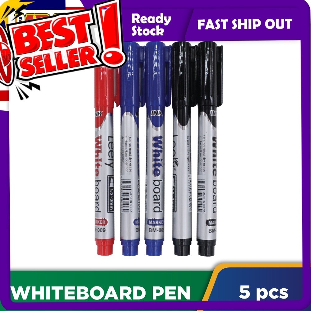 (5pcs) Maker Papan Putih, Marker White Board, Whiteboard Marker Pen ...