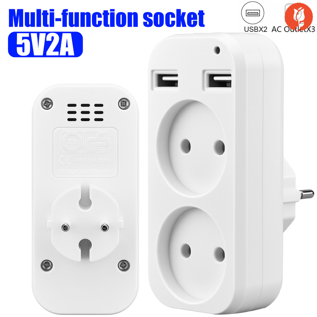 USB Wall Extension Socket Adapter with 2 Port USB EU Standard Eu ...