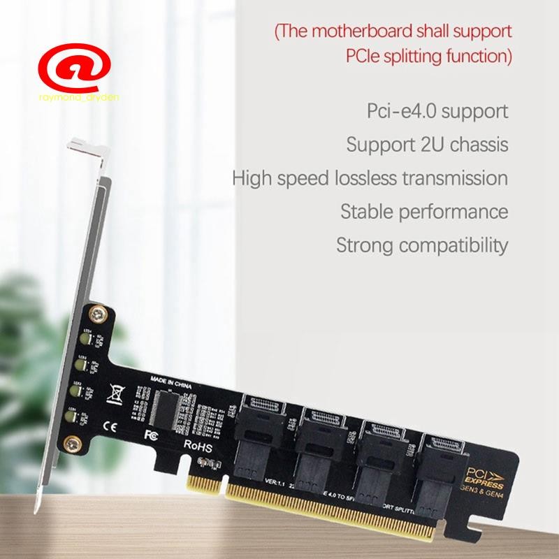 PCI-E X16 to 4-Ports U.2 NVME SFF-8643 Expansion Card High Speed PCIe 4 ...