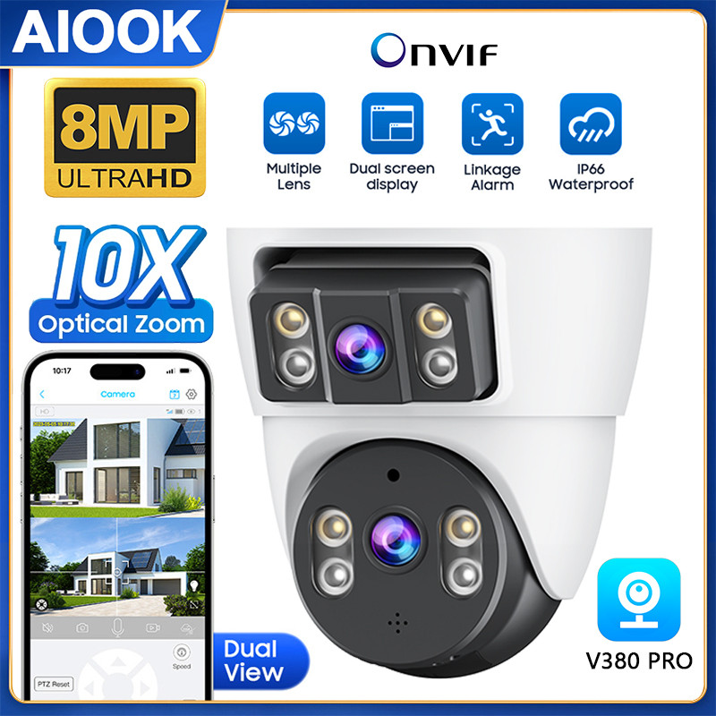 AIOOK V380 PRO WIFI Camera Dual Lens HD 8MP 4K IP CCTV Outdoor Waterproof Night Vision Smart ...