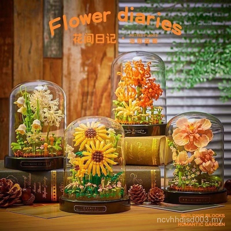 Blok bangunan dandelion sepadan dengan Lego bunga raya bonsai abadi ...