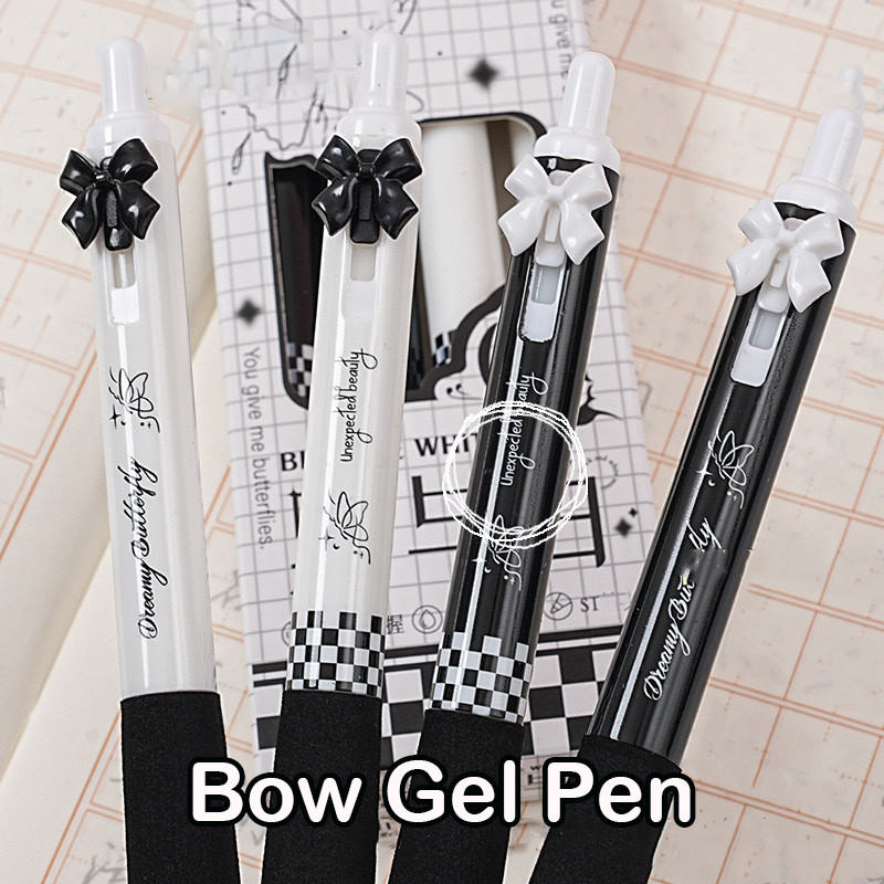 4pcs Cute Pens Lucky Bow Pen Black Ink School Supplies Kawaii ...
