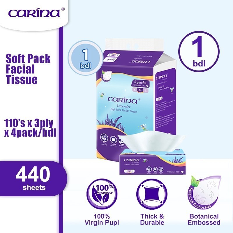Carina Soft Pack Facial Tissue Large 3ply - 4 x 110's | Shopee Malaysia