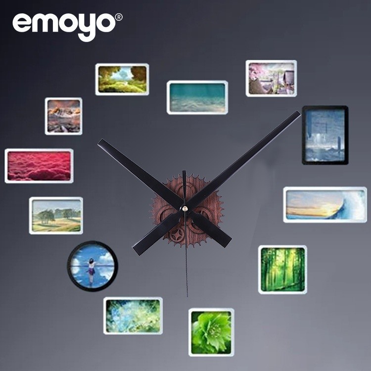 Emoyo Wall Clock Creative Time Big Pointer Wooden Wall Clock Gear Retro ...