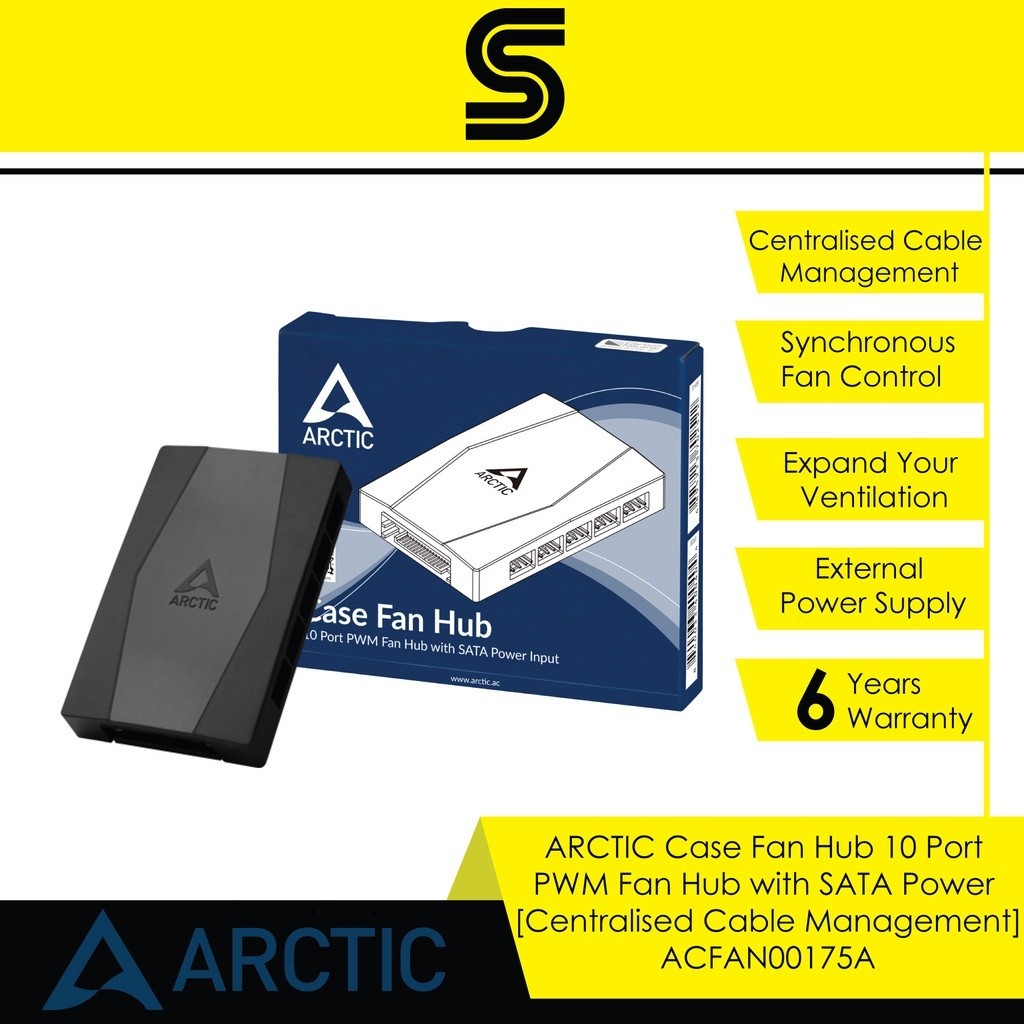 ARCTIC Case Fan Hub 10 Port PWM Fan Hub with SATA Power [Centralised ...