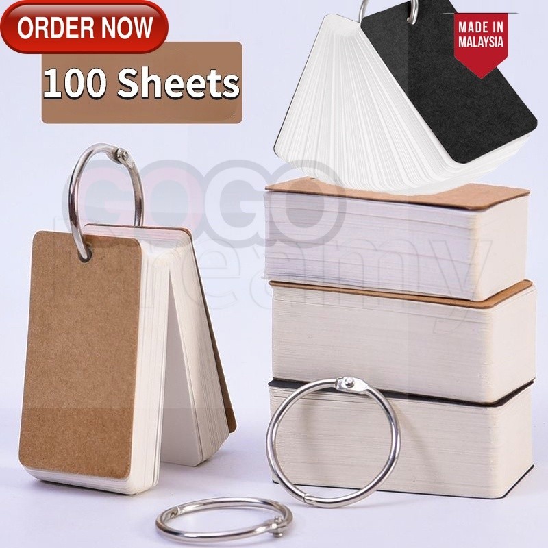 GG 100 Sheets Detachable Ring Buckle Hard Cardboard / DIY Bookmark ...