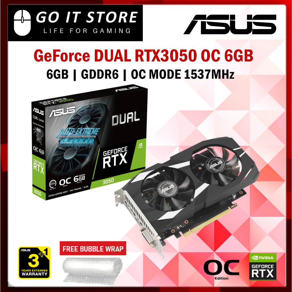 Asus Dual GeForce RTX 3050 OC Edition 6GB GDDR6 Graphics Card - DUAL ...