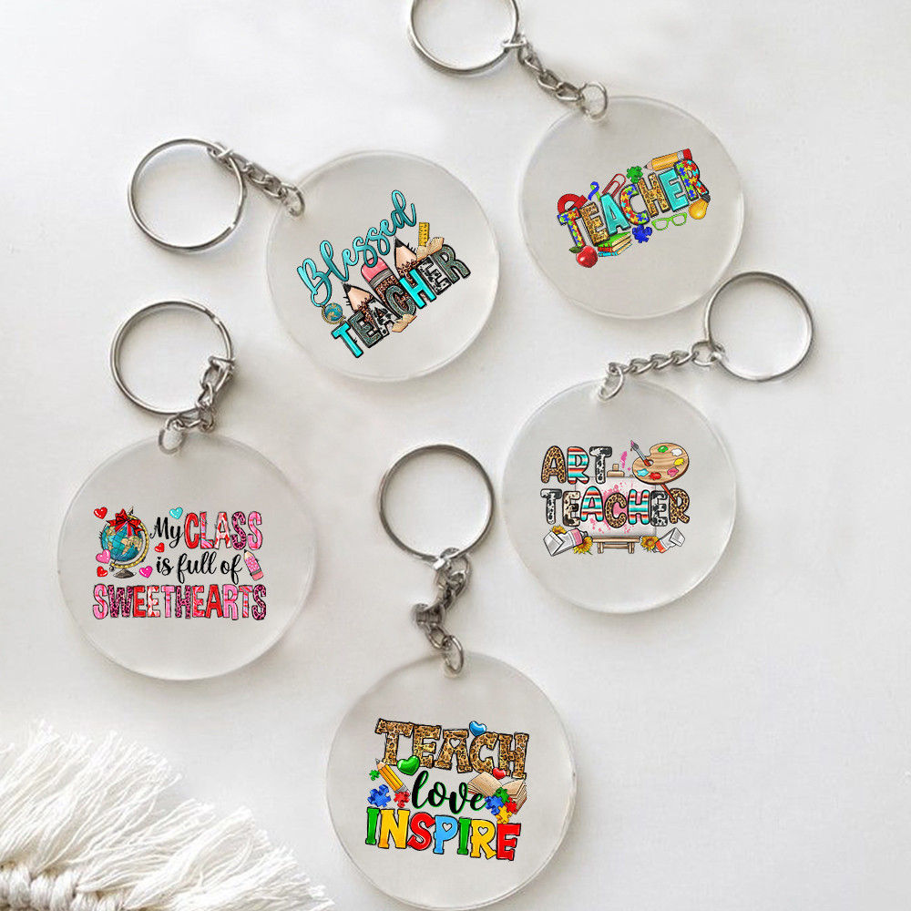 Teacher'day Gift Teacher Printed Acrylic Keychain Transparent Keychain ...