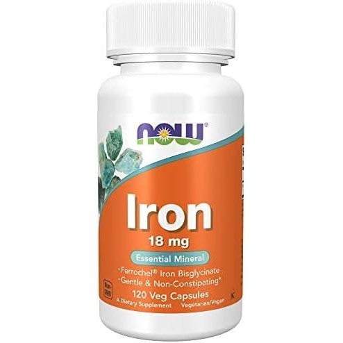NOW Supplements, Iron 18 mg, Non-Constipating*, Essential Mineral, 120 ...
