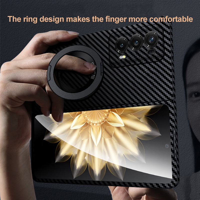 Ring Magnetic Shockproof Cover For Honor Magic V2 5G Carbon Fiber ...