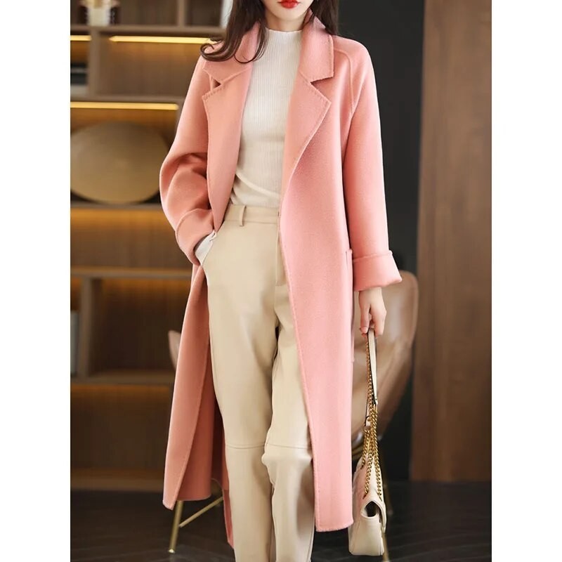 KATUN Soft pink Jacket jas blazer long Robe Women long coat koreann ...