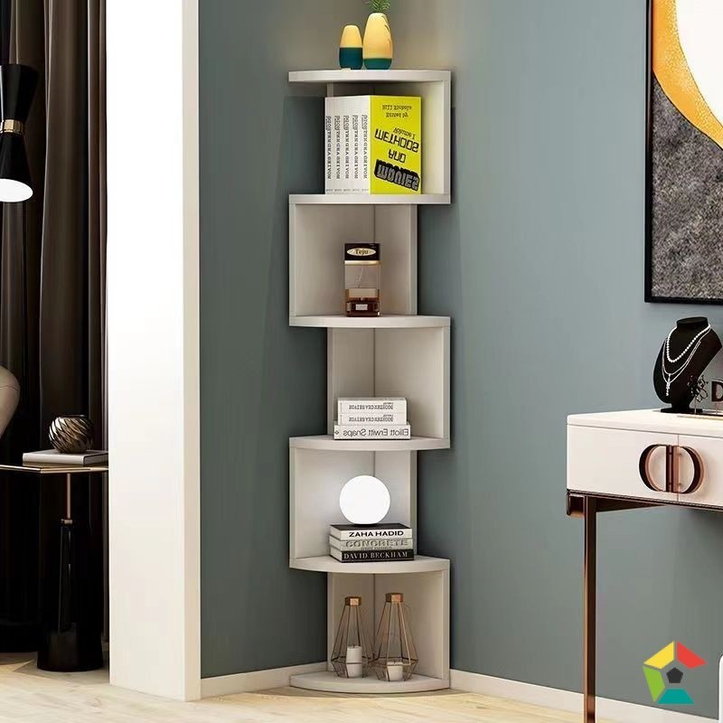 Creative DIY Bookshelf Corner Cabinet Wall-Angle Triangle Shelf ...