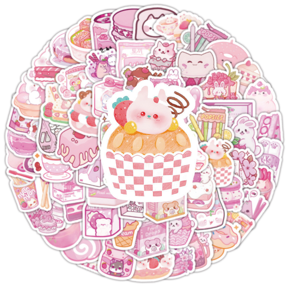 103 PCS Pink Delicious Food Stickers Mini Snack Funny Stickers DIY ...