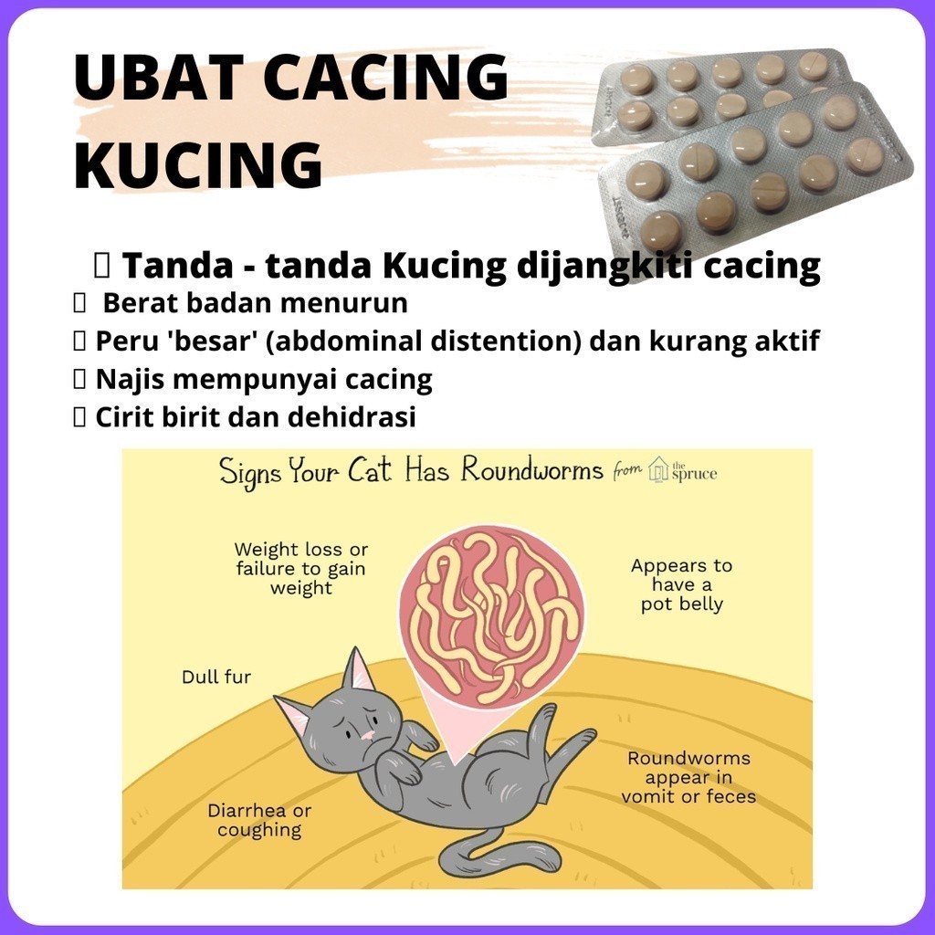 UBAT CACING KUCING 5 BIJI / 10 BIJI UNTUK PENCEGAHAN ATAU RAWATAN ...