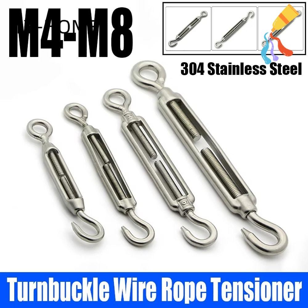 LY-HOME 1Pcs Wire Rope Tensioner, Hooks & Eye Turnbuckle M4/M5/M6/M8 ...