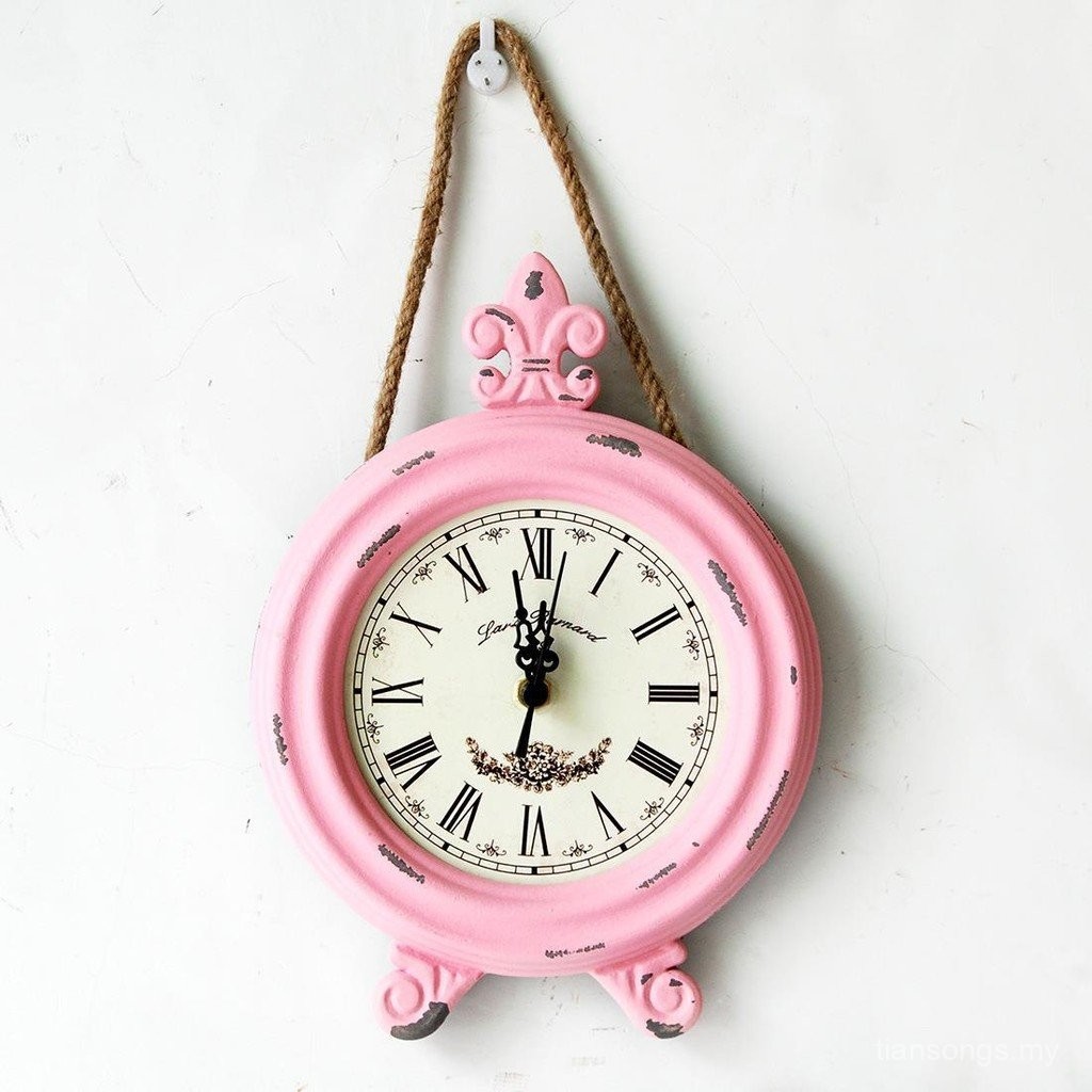 European Retro Nostalgic Style Wooden Crafts Clock Living Wall Hanging ...