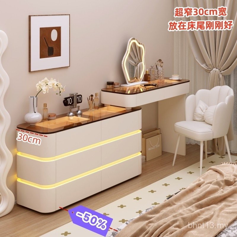 Solid Wood 30cm Ultra-Narrow Ultra-Thin Bedside Dressing Table Bedroom ...