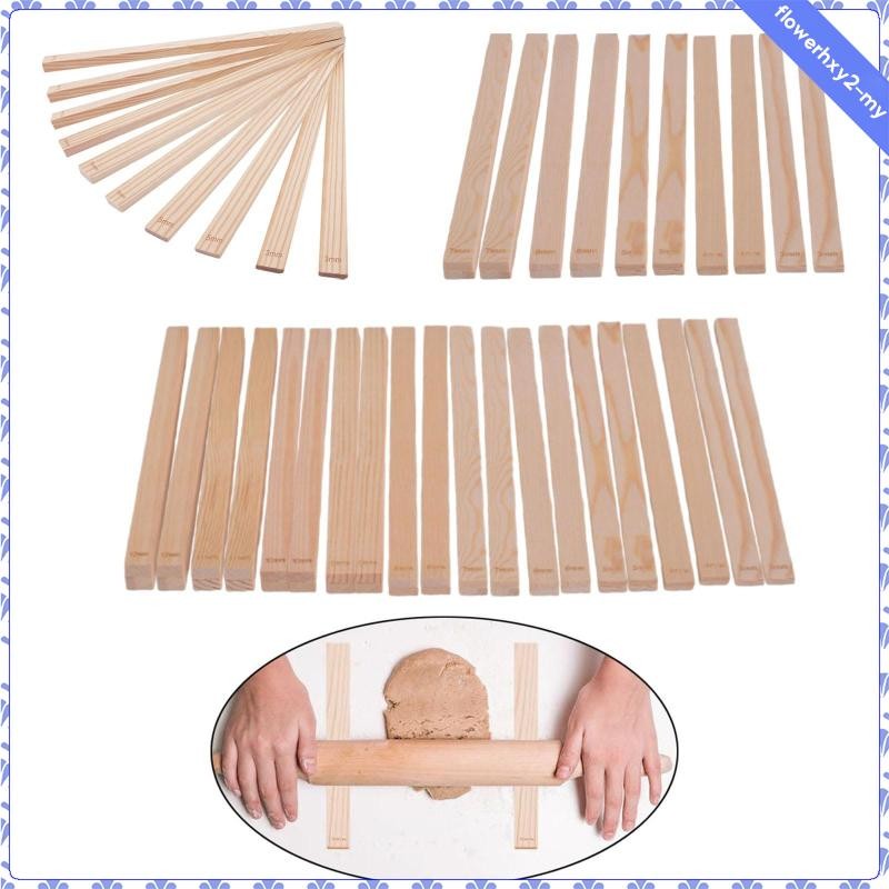 [FlowerhxyaeMY] Wooden Rolling Pin Guides Measuring Strips Dining Clay ...