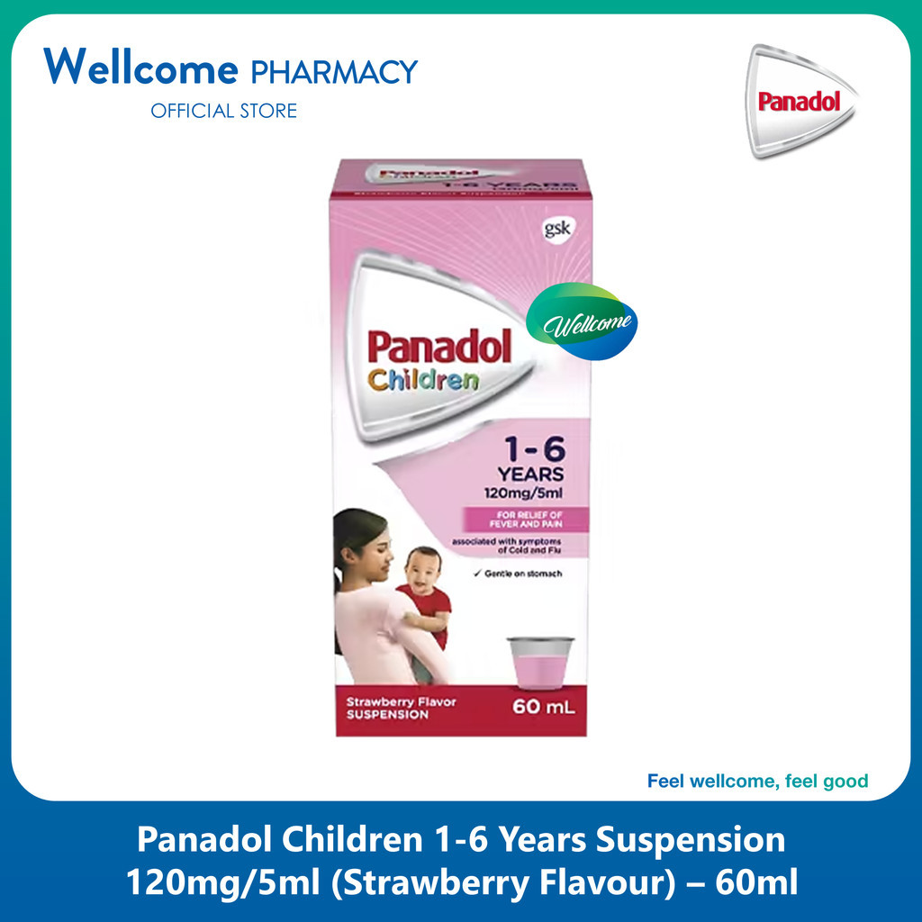Panadol Children 1-6 Years Suspension - Strawberry Flavour - 60ml ...