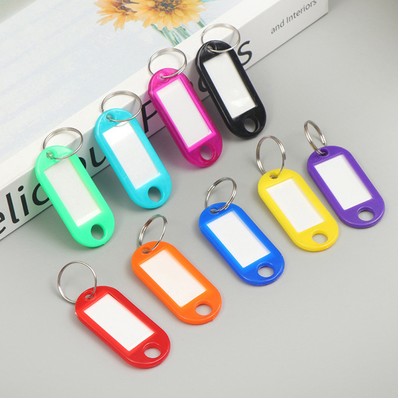 [cxGUYU] 50Pcs Colorful Keychain Key Tag Label ID Name TEL Number ...