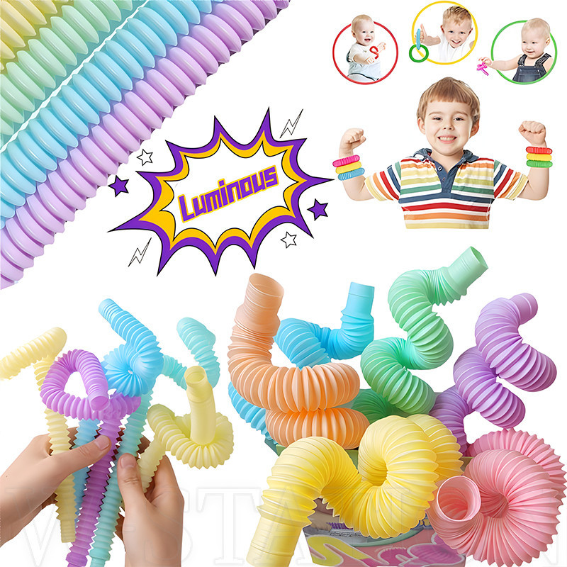 Colorful Luminous Pop Tubes - Stress Relieve Telescopic Tube - Funny ...