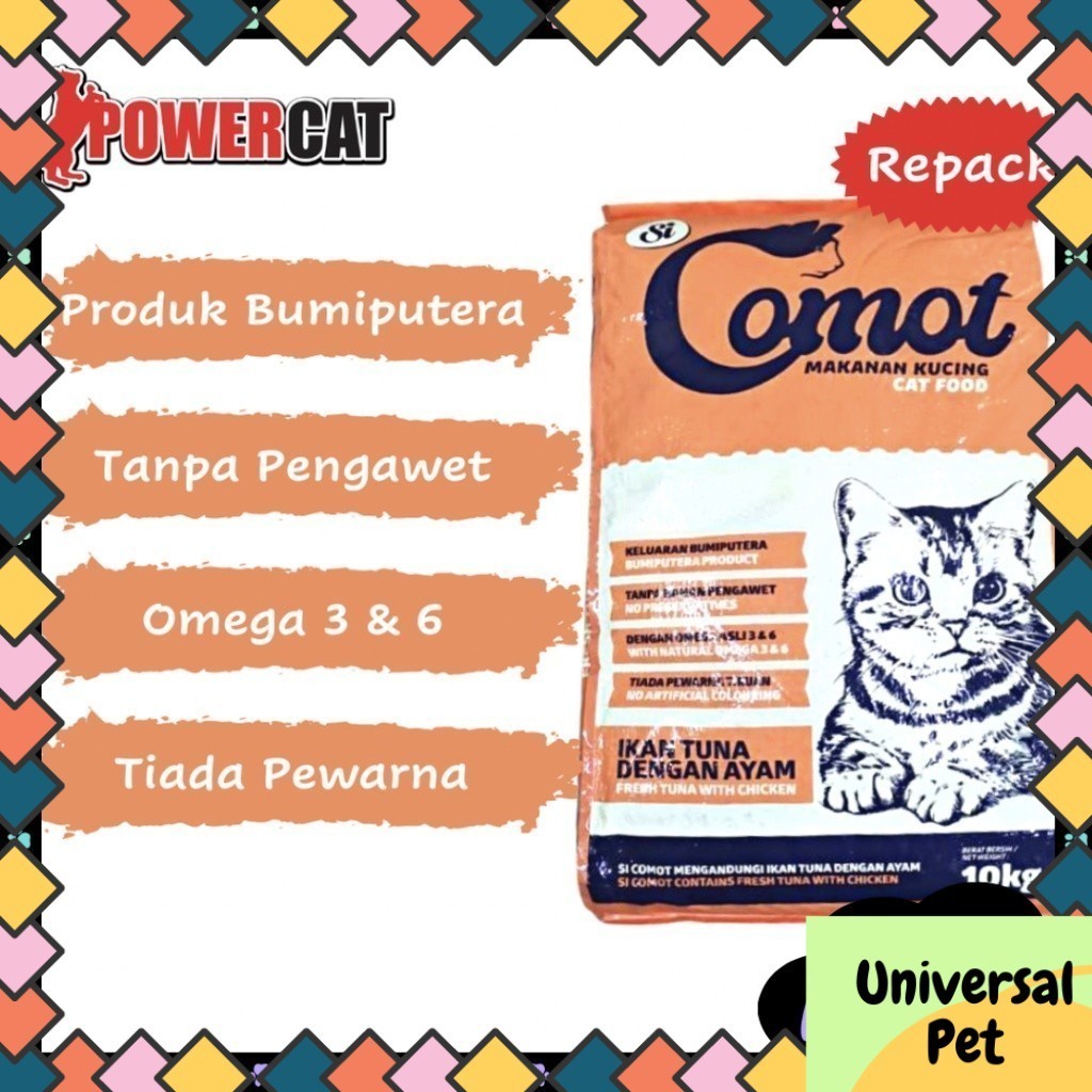 Si Comot Cat Dry Food Repack 1kg Tuna Chicken Power Cat Makanan Kucing ...