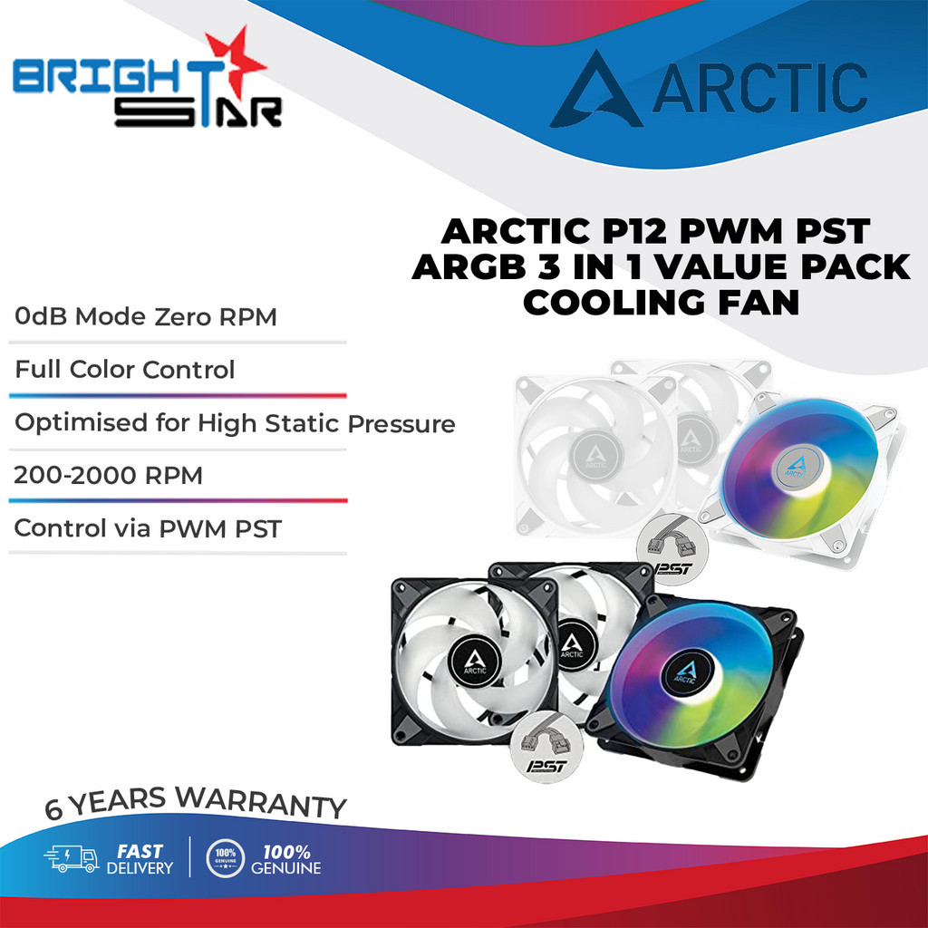 ARCTIC P12 PWM PST A-RGB 120mm Case Fan with digital A-RGB - 3 in 1 ...