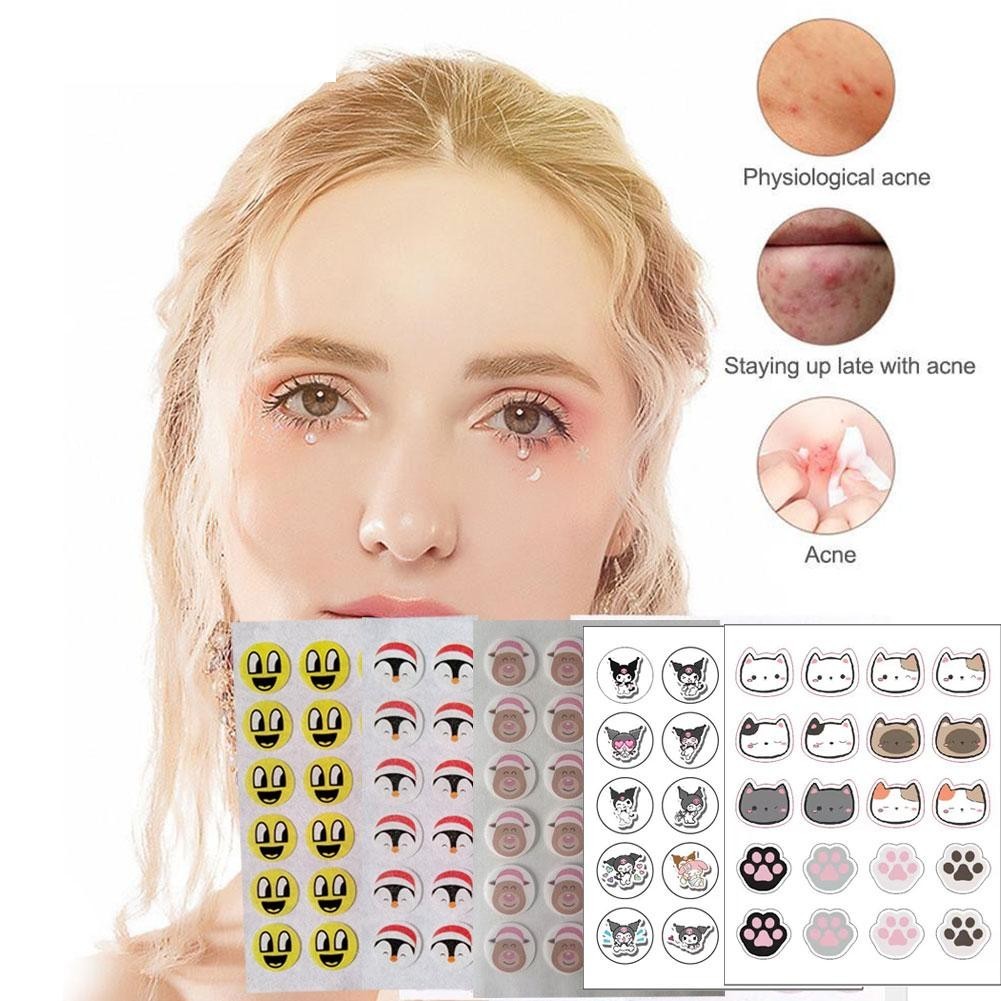24pcs/sheet Acne Patch PE Cartoon Kuromi Cat Smiling Face Acne Patch ...