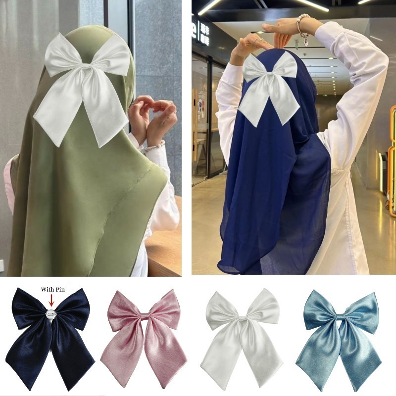 New Ribbon Bow Pin Buckle for Hijab Brooch Hair Accessory Adjustable ...