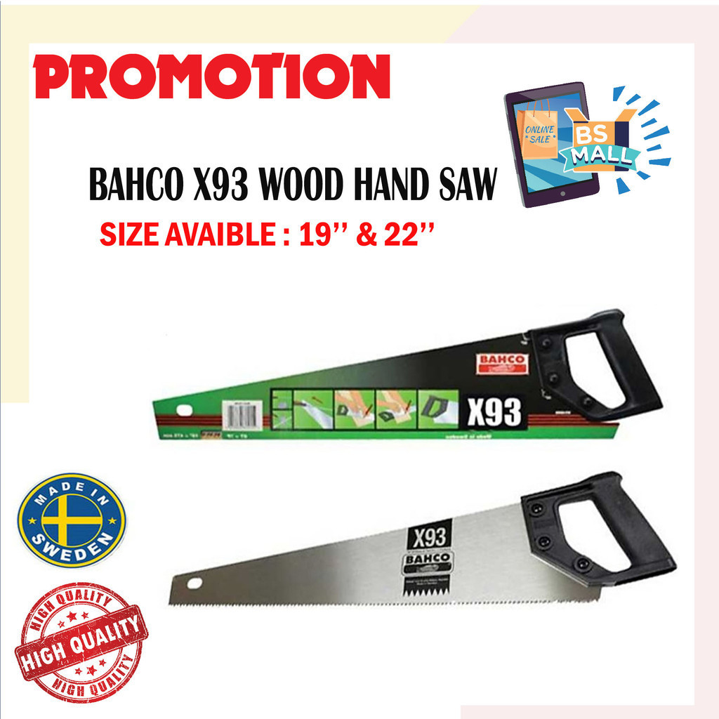 BAHCO 19" & 22" X93 XT Superior Wood Hand Saw / Gergaji Kayu Tangan ...
