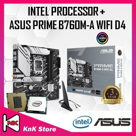 Asus PRIME B760M-A WIFI D4 B760 LGA1700 Motherboard + Intel 12TH / 13TH GEN CORE I3 / I5 / I7 ...