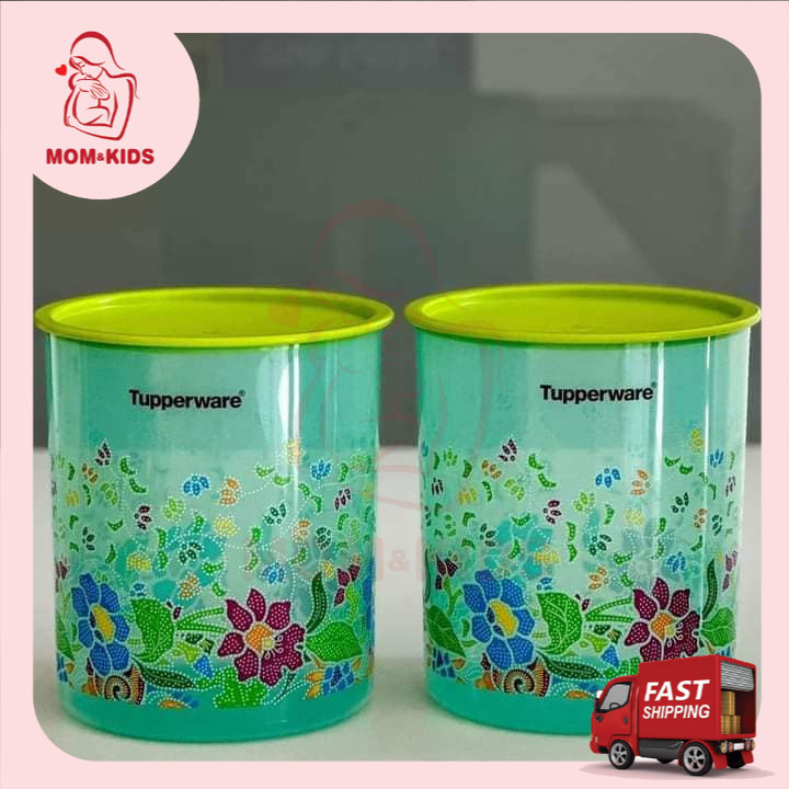 Tupperware 4.3L 2L 600ml Batik One Touch Bekas Kuih Raya 2024 Keropok Air Tight Canister ...