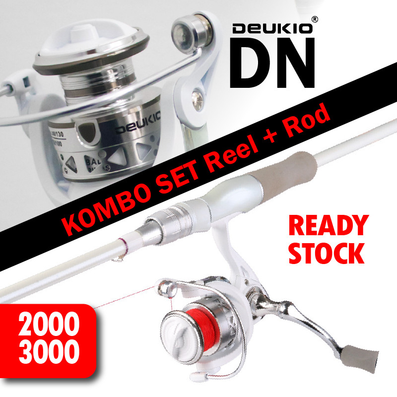 DEUKIO DN Spinning Reel Combo Reel + Rod 2000 & 3000 Waranti 1 Tahun ...