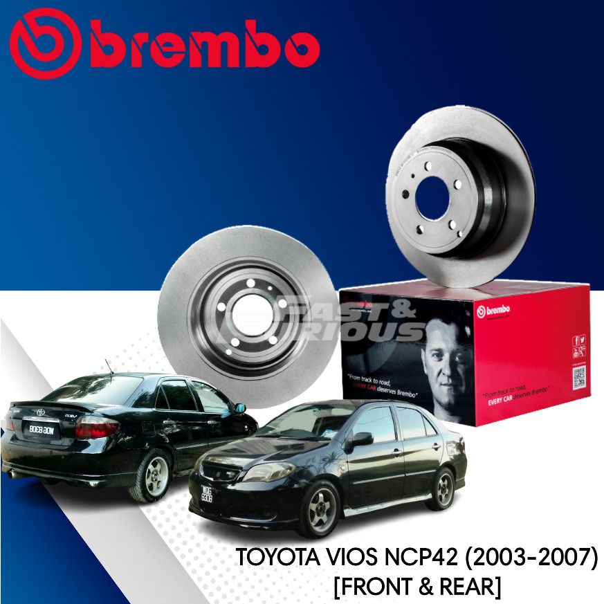 ORIGINAL BREMBO TOYOTA DISC BRAKE ROTOR & BRAKE PAD VIOS NCP42 (2003 ...