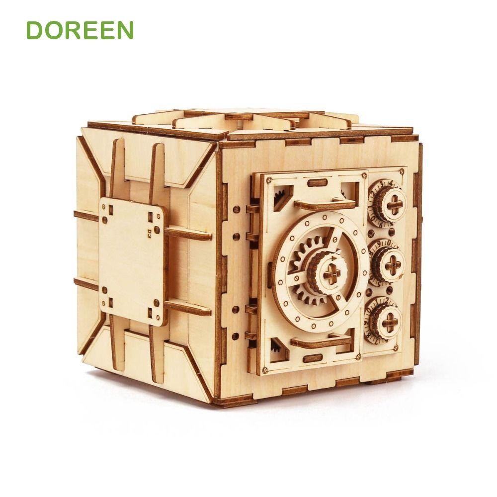 DOREEN 3D Wooden Model Locker Kit, DIY Coin Bank Brain Teaser DIY Coin ...