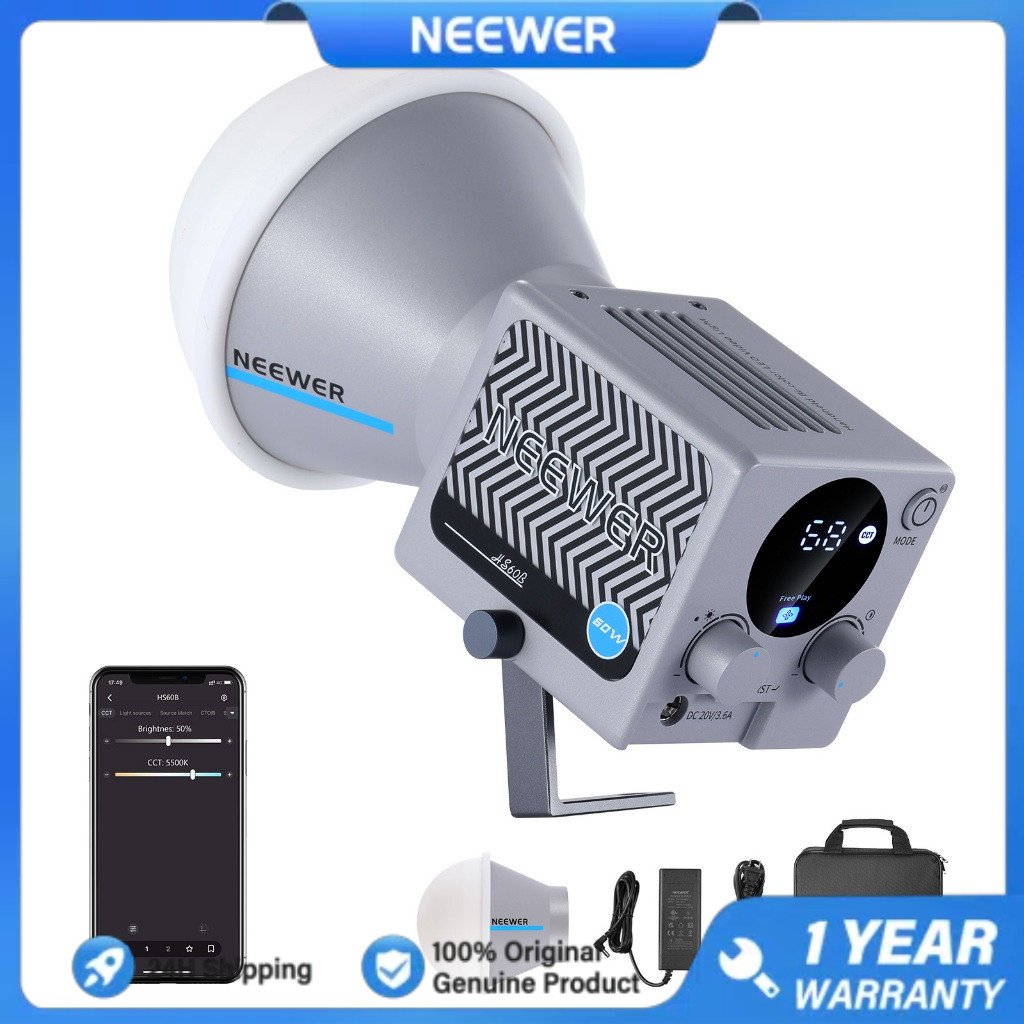 NEEWER Bi Colour 2700-6500K Mini COB LED Video Light With App Control ...