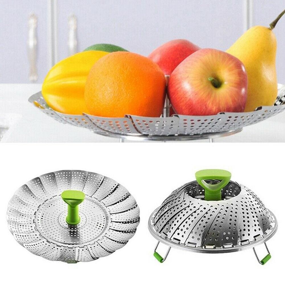 Stainless Steel Folding Steamer Steam Vegetable Basket Tray Cook Mesh ...