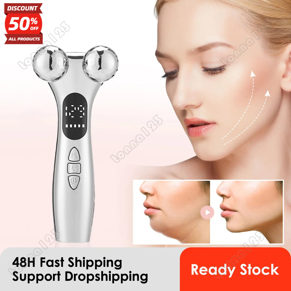 4D Roller Facial Massager EMS Face Lift Device V-Face Slimmer Skin ...