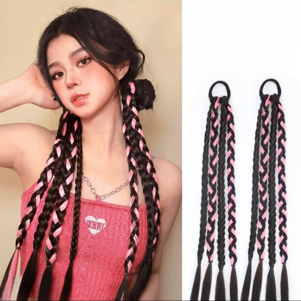 35/45cm Korean Style Y2k Wig Colorful Dyed Braids Ponytail Spicy Girl ...