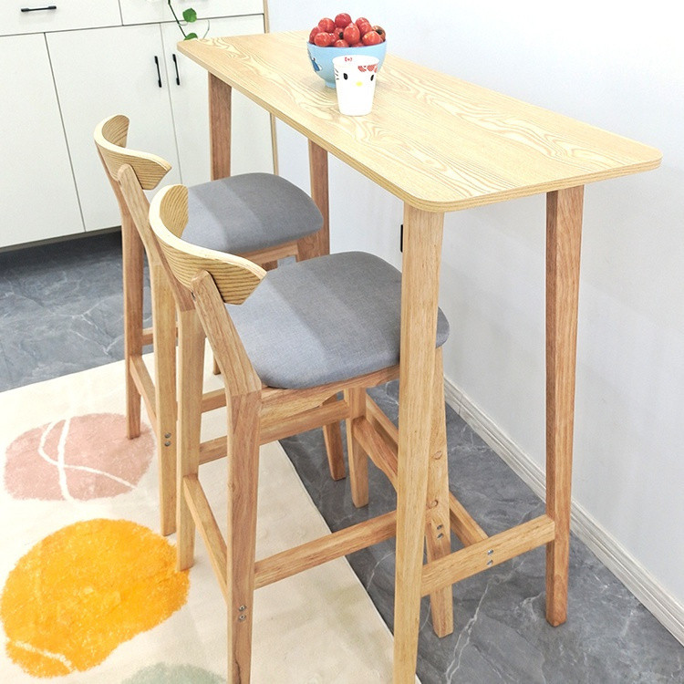 Solid Wood Bar Chairs Modern and Minimalist Home Backrest Bar Stool ...