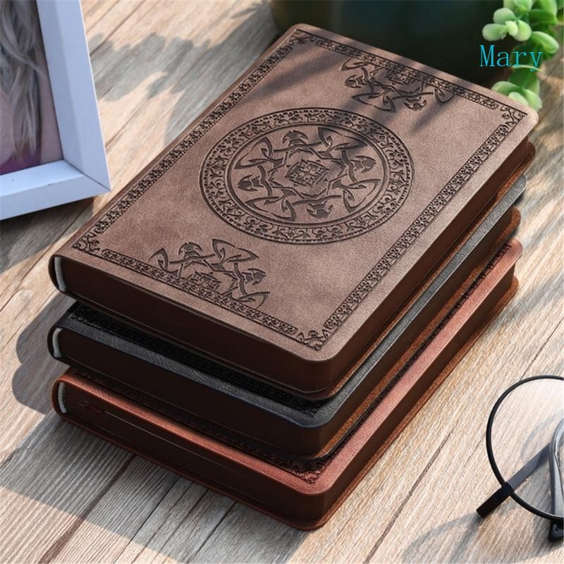 Mary Vintage Journal Notepad Embossed Leather Notebook Thick Eye-caring ...