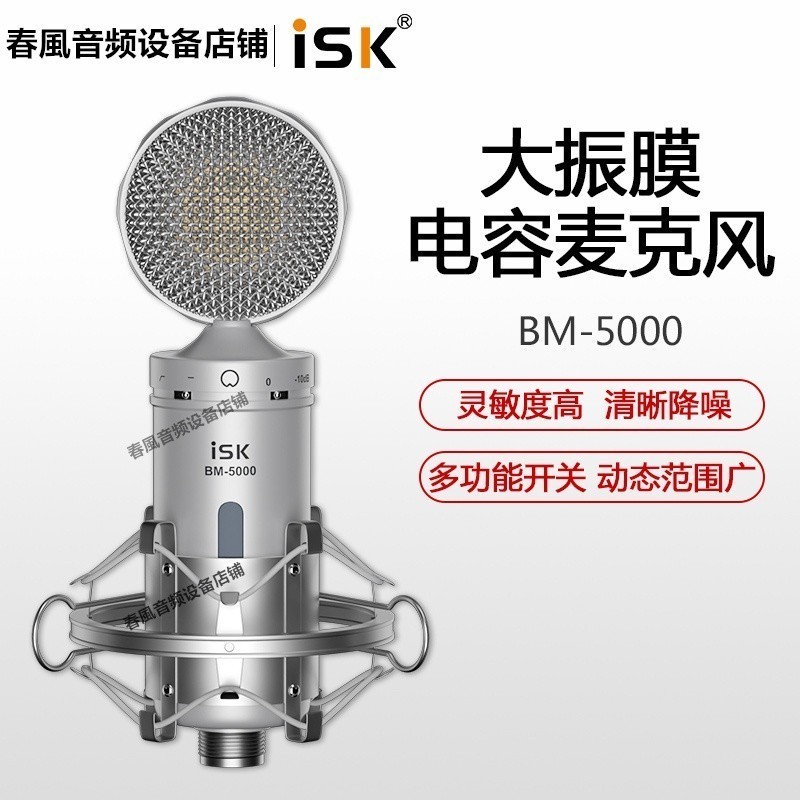 Isk BM-5000 Condenser Microphone Computer Network K-Song Wired Microphone Professional Recording ...