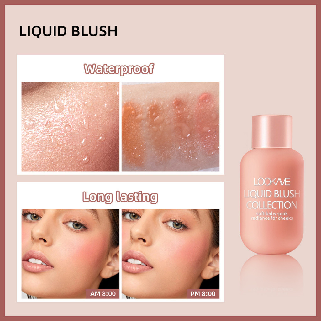 LOOKAVE Baby-Pink Liquid Blush Highlighting Contouring Natural Matte ...