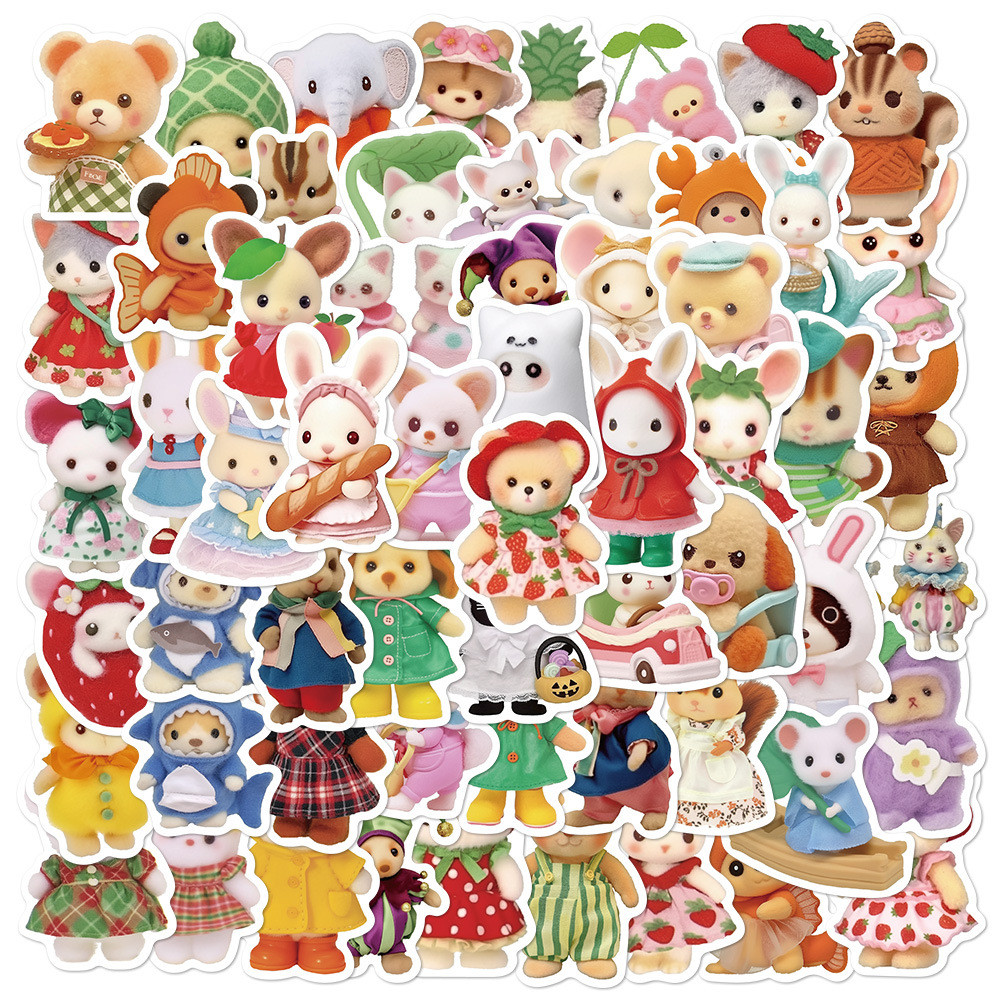 60 pcs Cute Calico Critters Dolls Waterproof PVC Stickers (2) | Shopee ...
